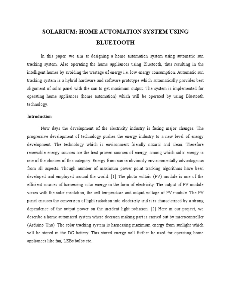 Solar-Powered Bluetooth Home Automation | PDF | Photovoltaics | Solar Panel