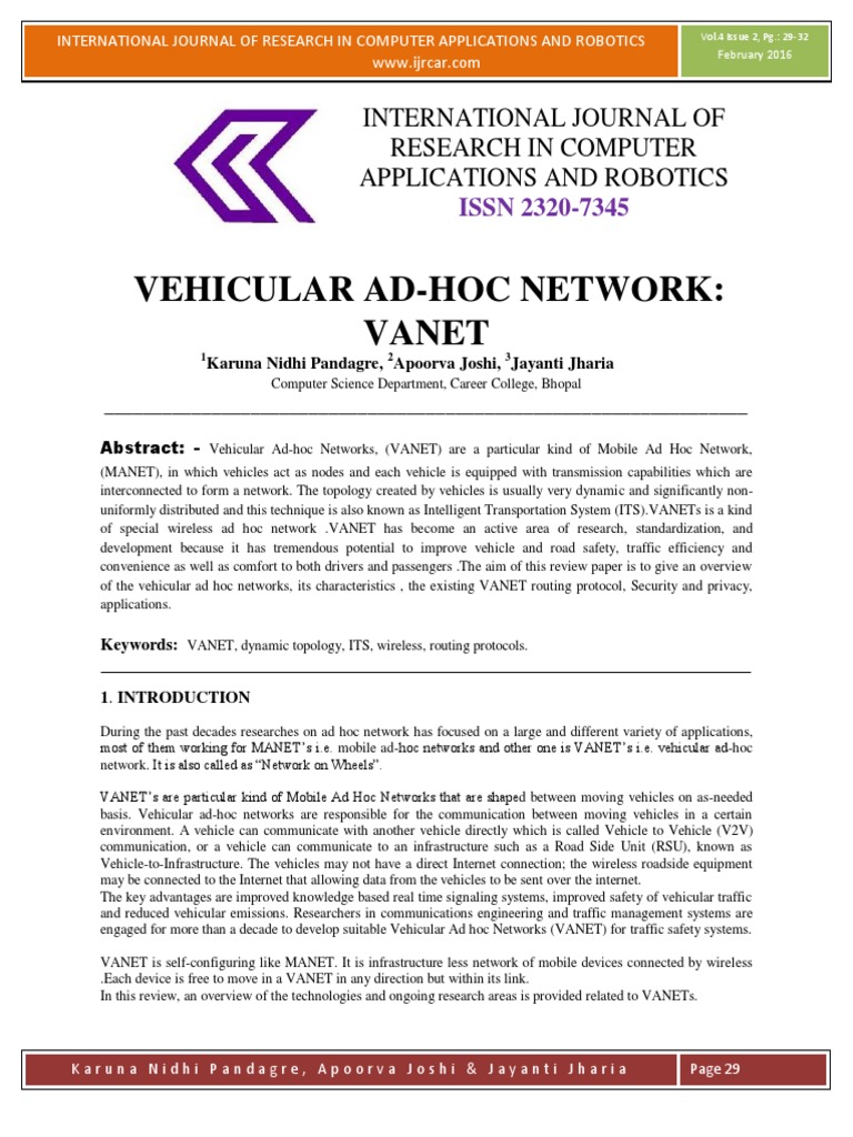 Vehicular Ad-Hoc Network Vanet | PDF | Wireless Ad Hoc Network | Routing