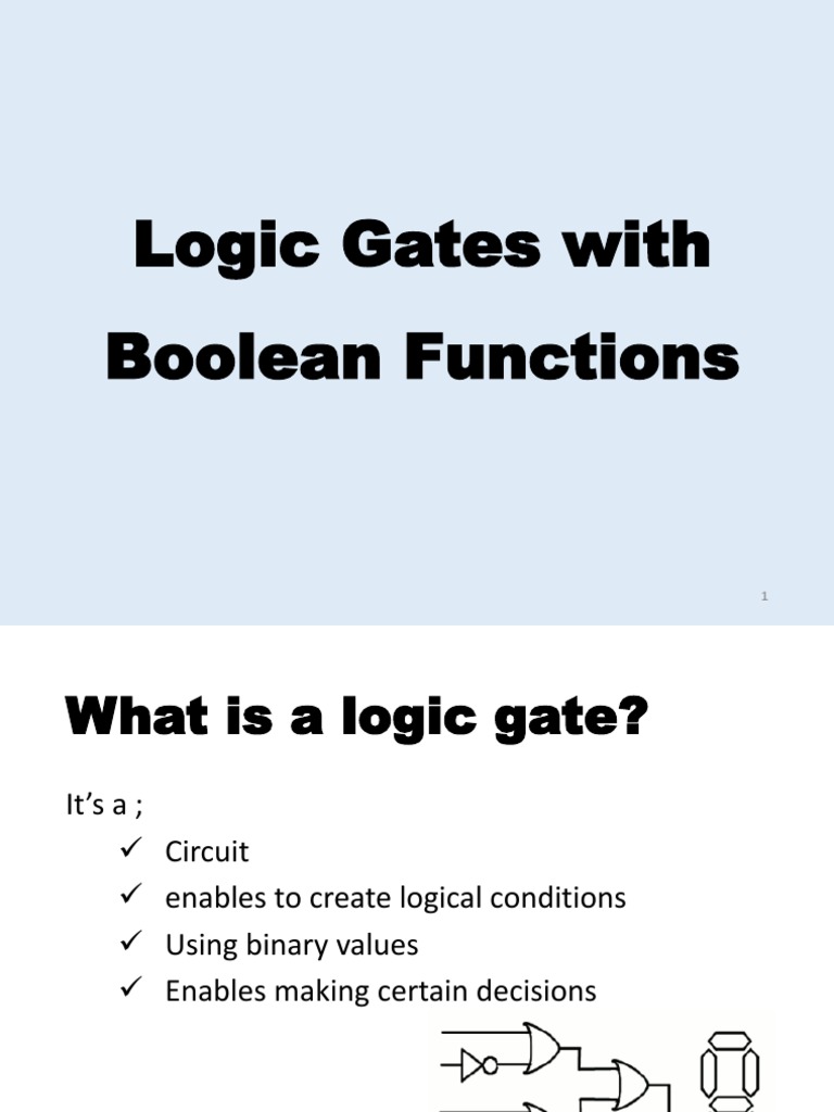Logic Gates With Boolean Functions | PDF | Logic Gate | Boolean Algebra