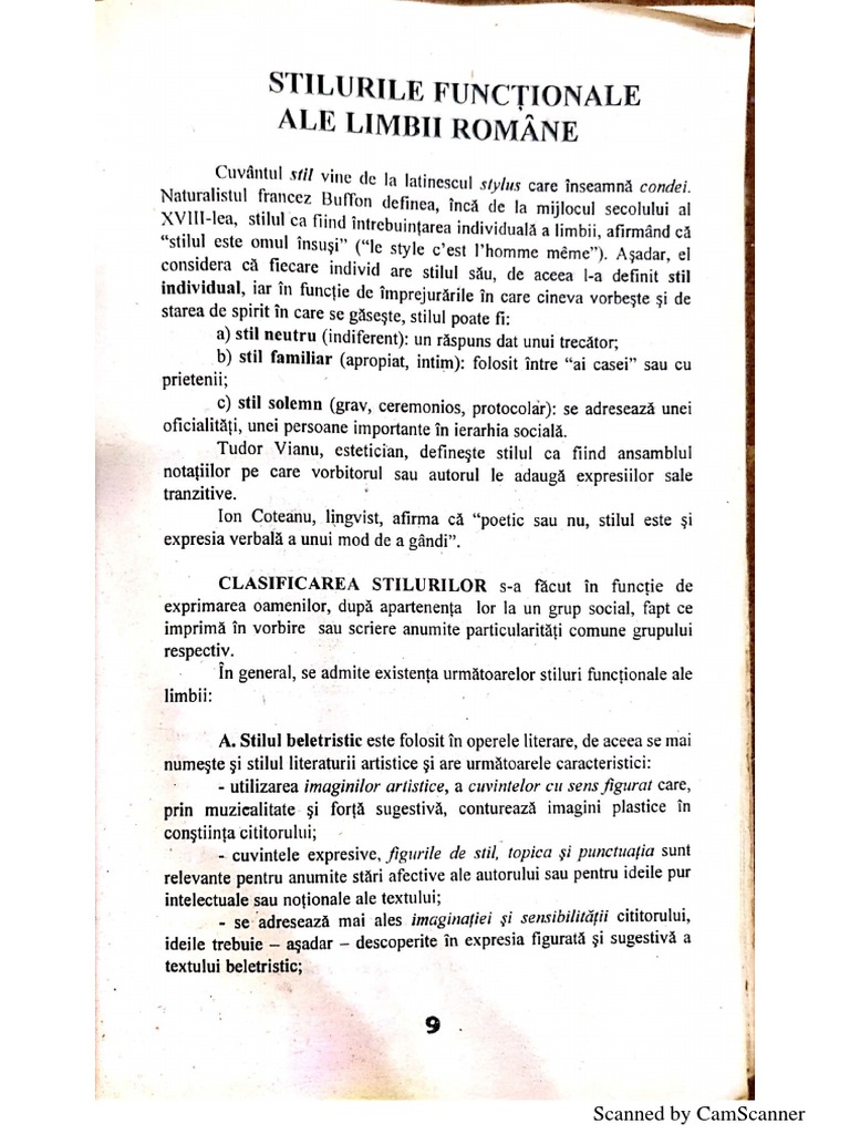 Stilurile Funcționale Ale Limbii Romane PDF | PDF
