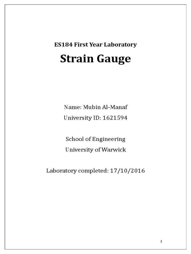 Strain Gauge Lab Report | PDF | Electrical Resistance And Conductance ...