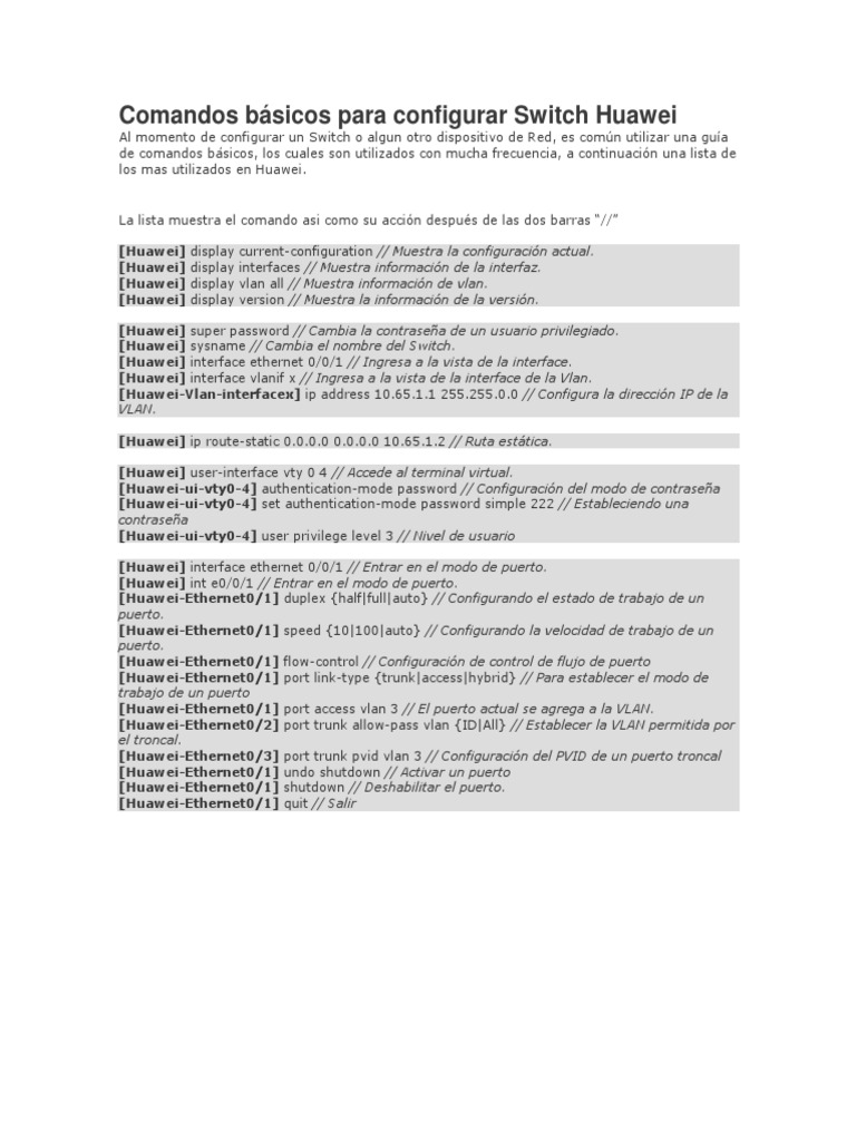 Comandos Básicos para Configurar Switch Huawei | PDF