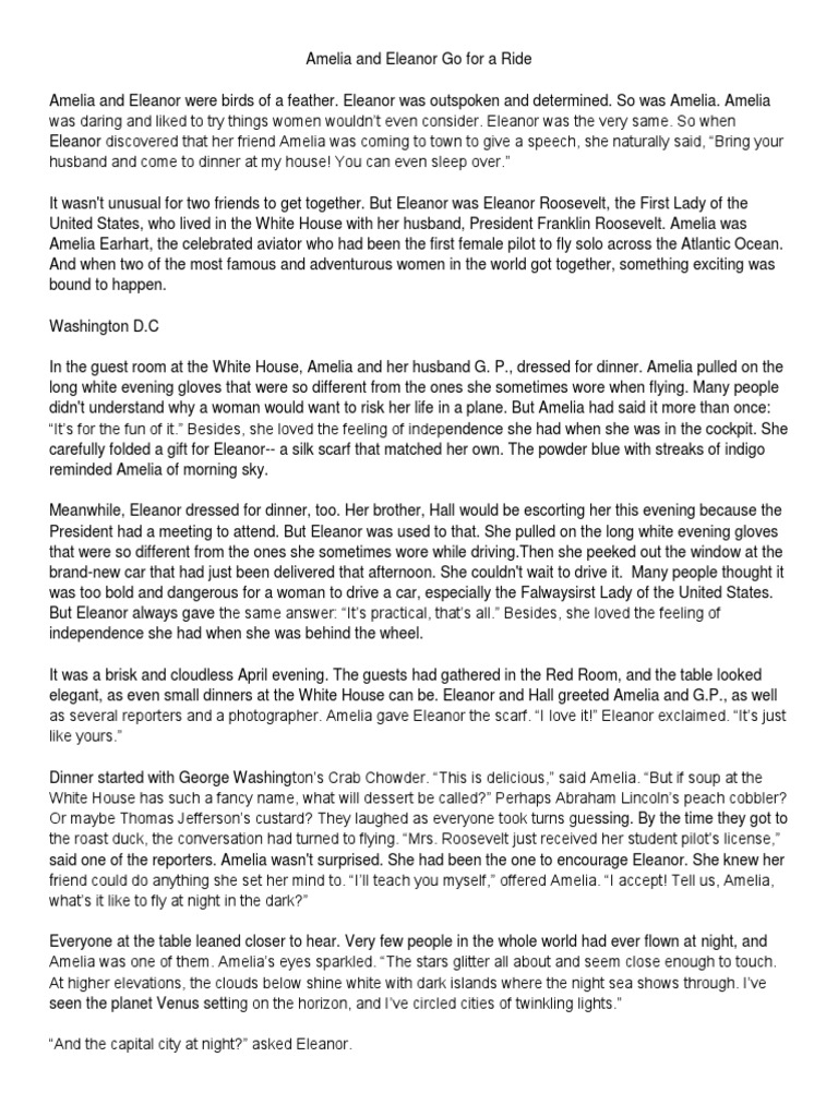 Amelia and Eleanor Go For A Ride Text | PDF | Eleanor Roosevelt | Nature