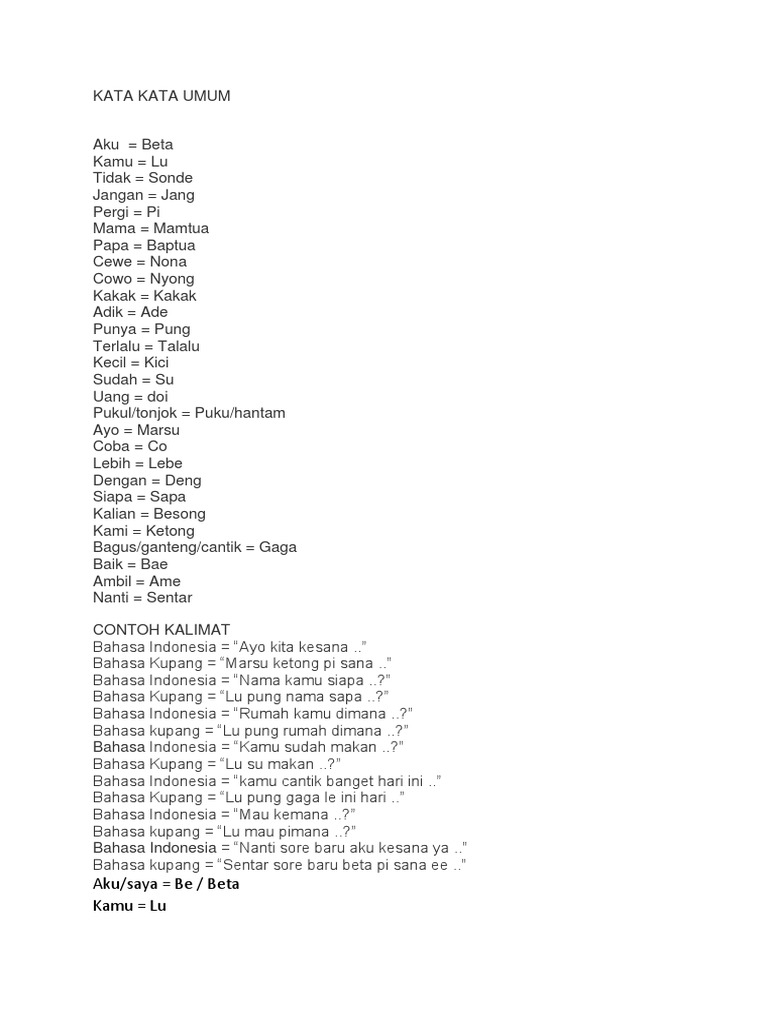 Kata Kata Umum | PDF