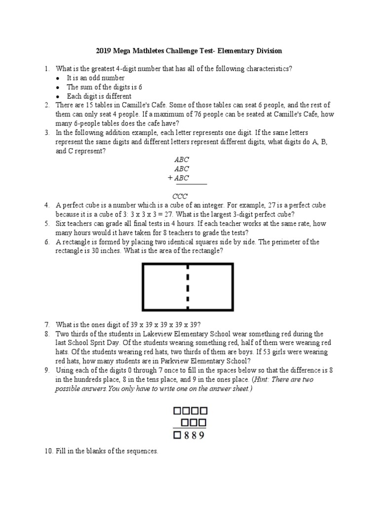 Elem Challenge | PDF | Mathematical Concepts | Elementary Mathematics