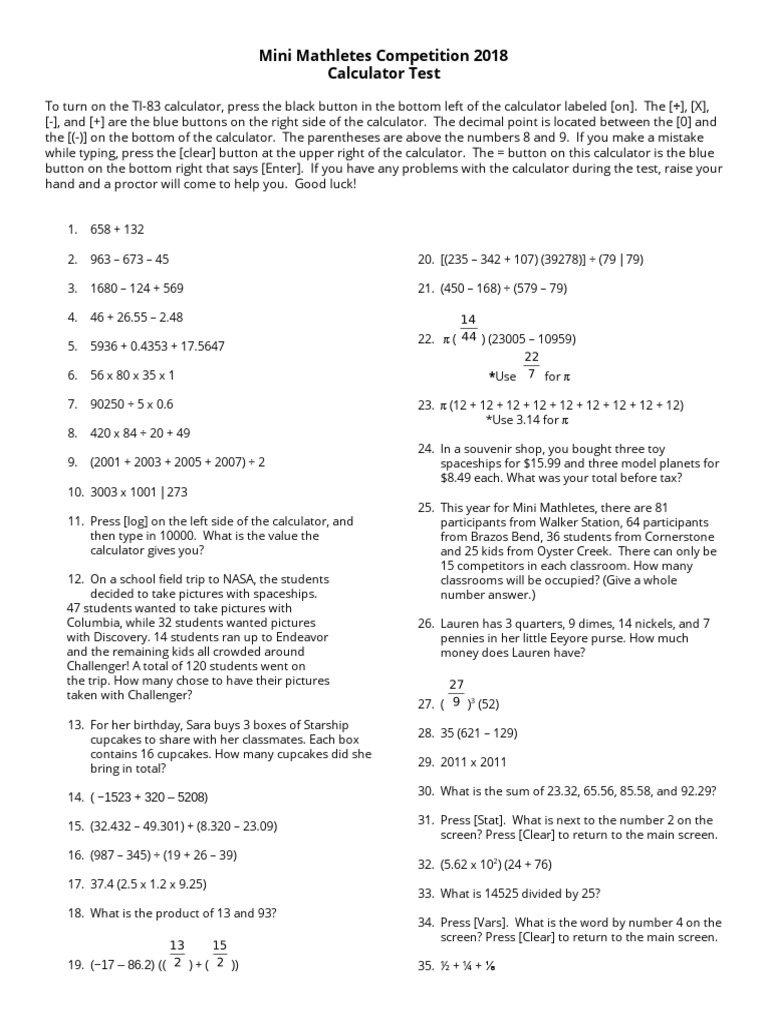 Calculator Test | PDF | Area | Geometry