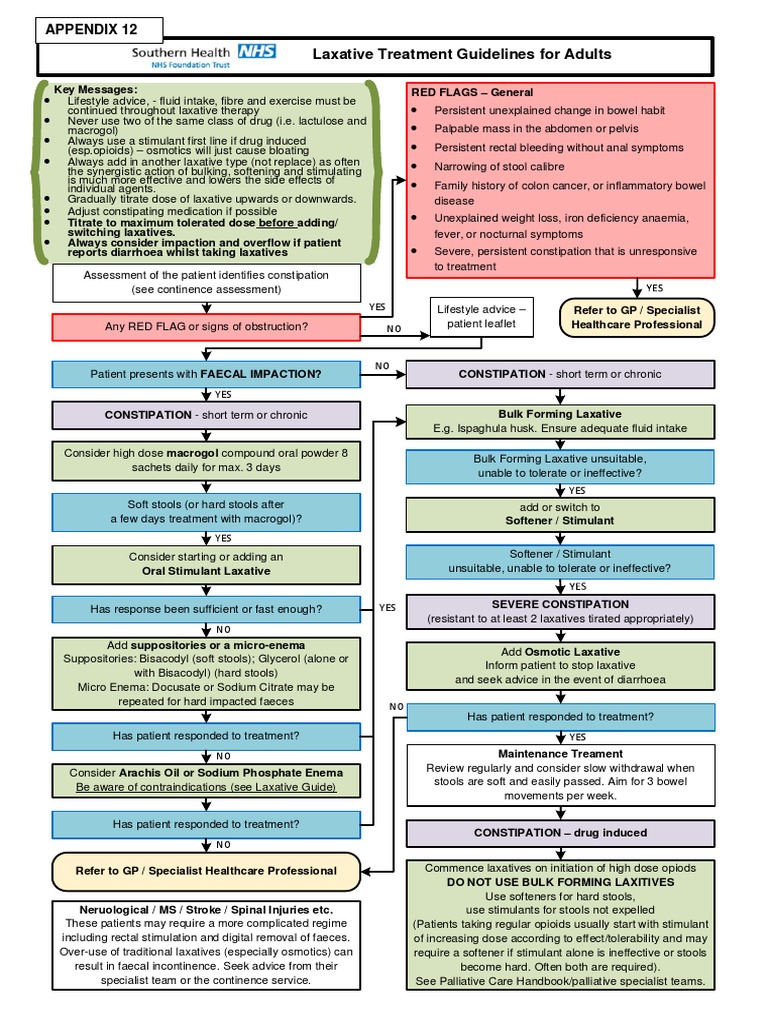 Appendix 12 Laxative Guidelines For Adults | PDF | Constipation | Drugs