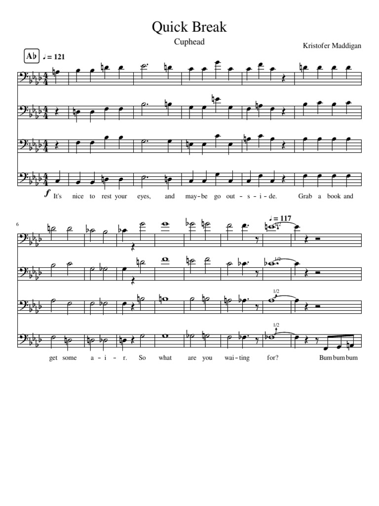 Cuphead: A Quick Break Sheet Music | PDF