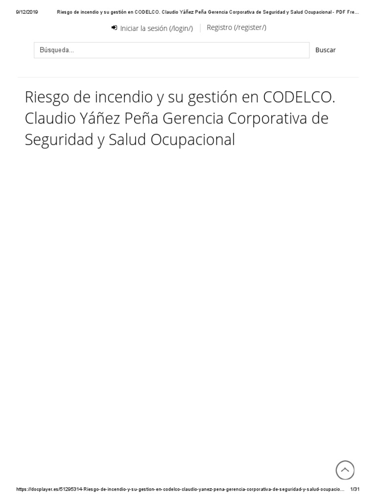 Riesgo de Incendio y Su Gestión en CODELCO PDF | PDF | Seguridad y salud ocupacional | Seguro