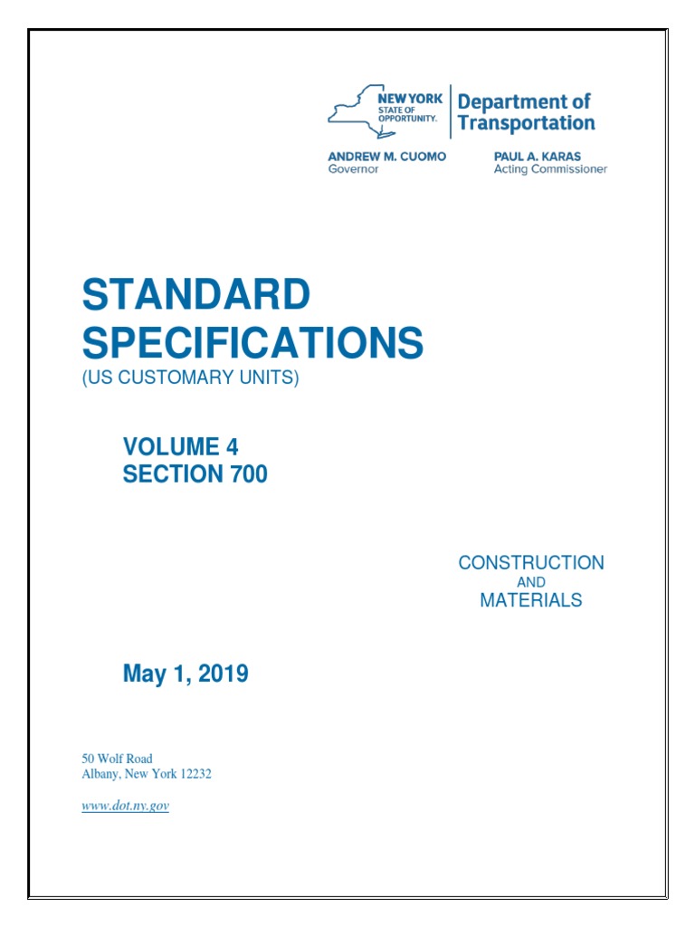 NYSDOT Standard Specifications Update 2019-05-01 | PDF | Concrete ...