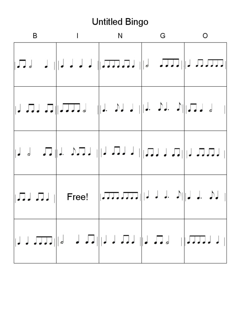 Rhythm Bingo Cards 1 | PDF
