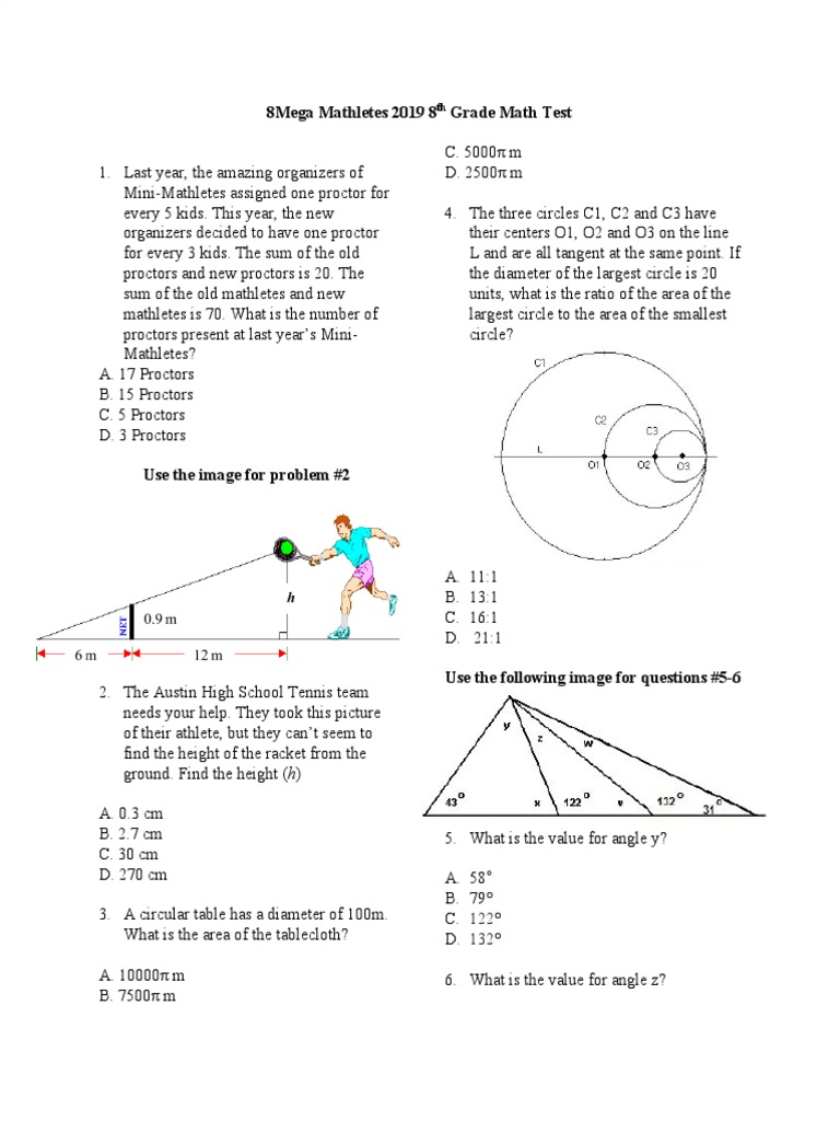 Mega-Mathletes-8th-Grade-Test 1 - 1 | PDF | Geometry | Teaching Mathematics