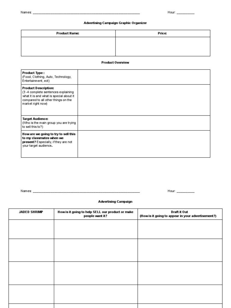 Advertising Campaign Graphic Organizer | PDF | Career & Growth