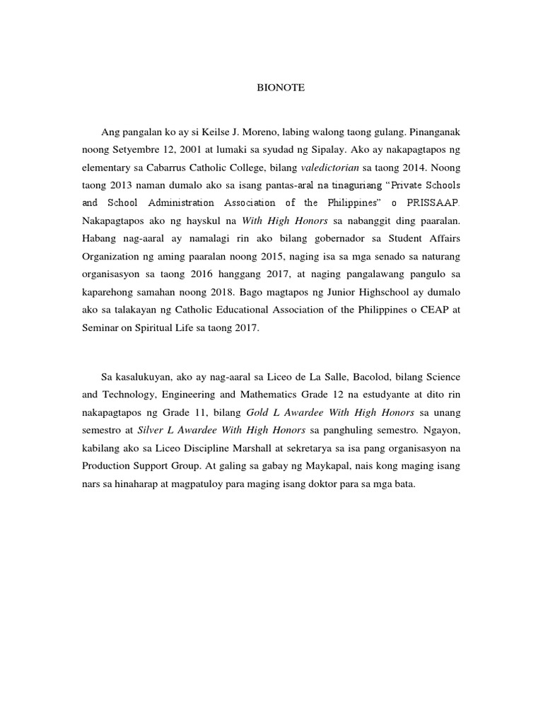 BIONOTE | PDF