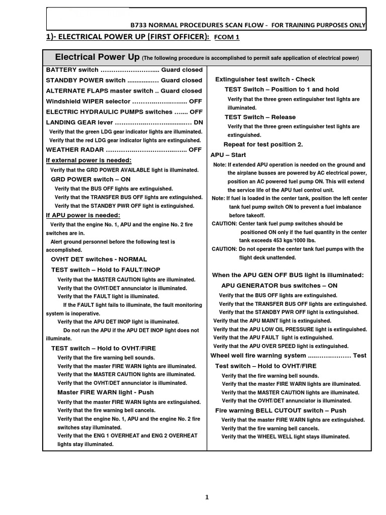 733 Normal Proc Scan Flow On Ground | PDF | Aircraft Flight Control ...