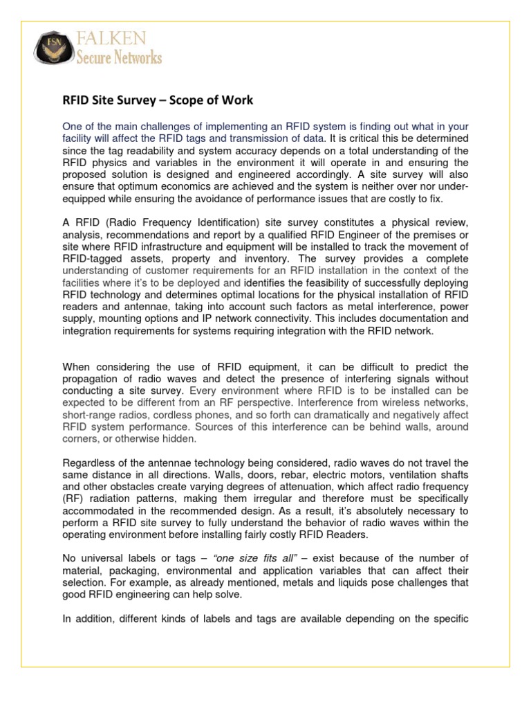 RFID Site Survey | PDF | Radio Frequency Identification ...