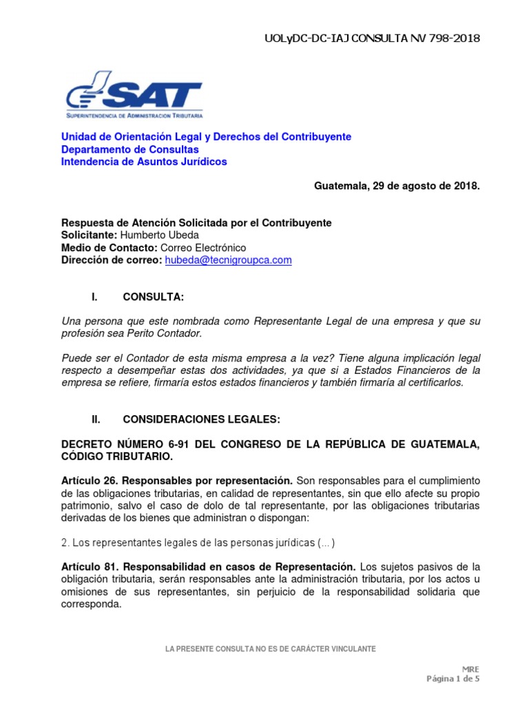 ORIENTACION LEGAL-Representante Legal y Perito Contador | PDF ...