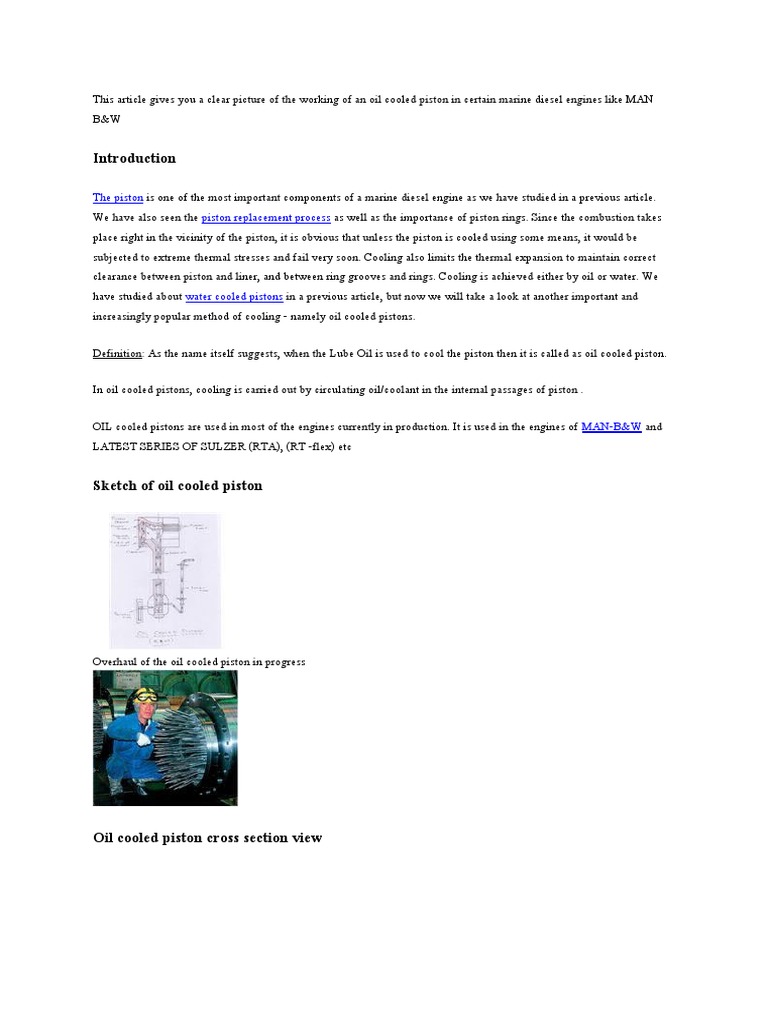 Piston Oil Cooling | PDF | Piston | Lubricant