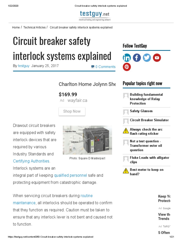 Circuit Breaker Safety Interlock Systems | PDF | Fuse (Electrical ...