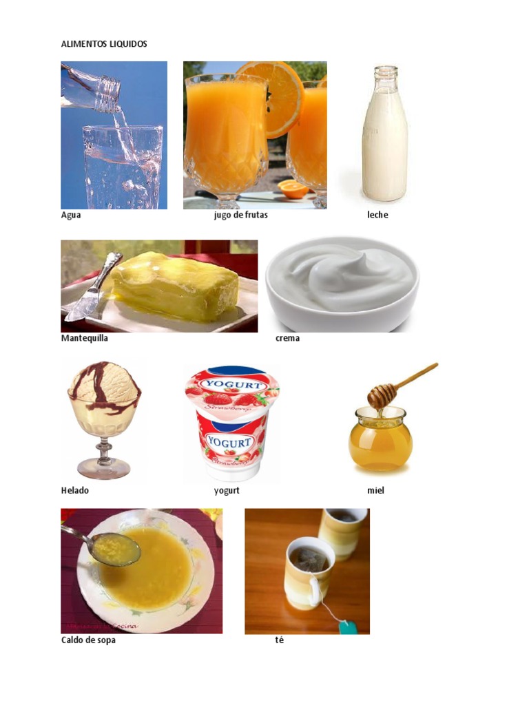 Alimentos Liquidos y Liquidos Solo Imagenes | PDF