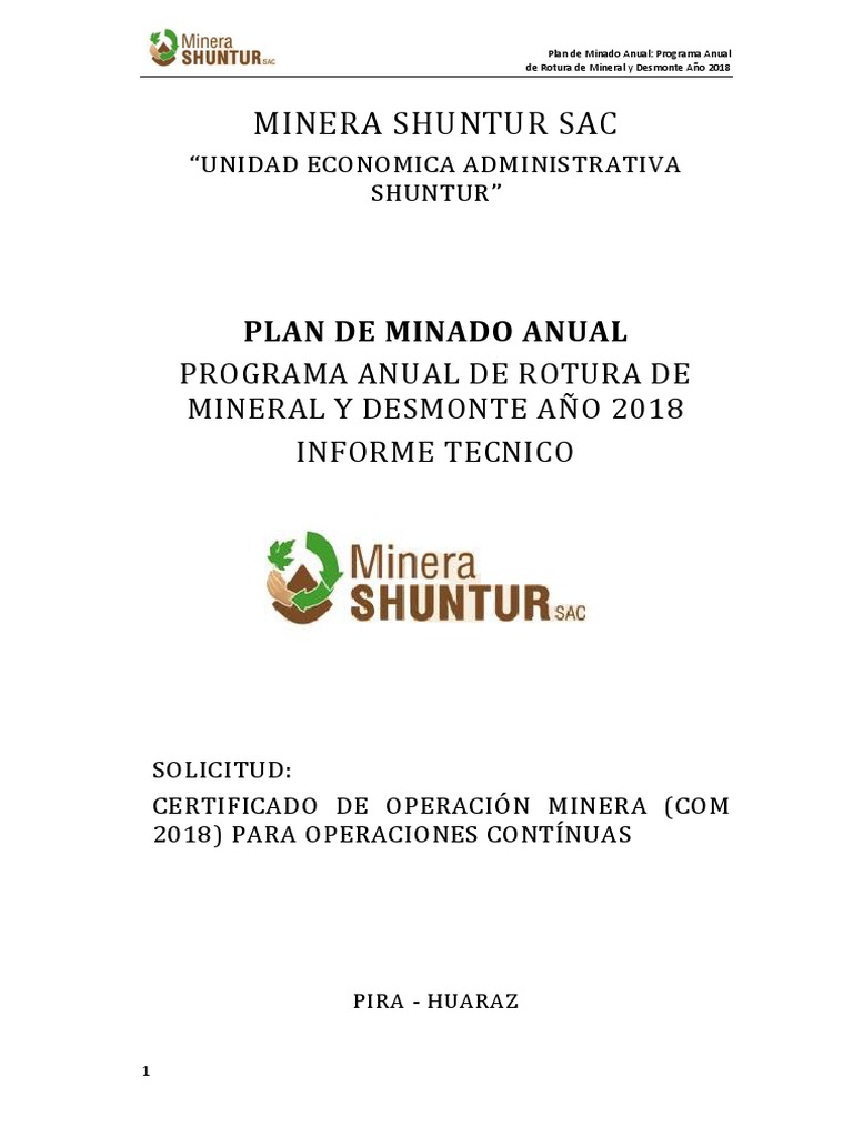 Plan de Minado COM 2018 | PDF | Andes | Minería