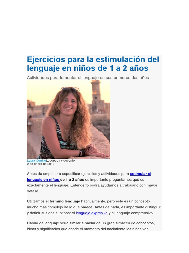 Ejercicios para La Estimulación Del Lenguaje en Niños de 1 A 2 Años ...