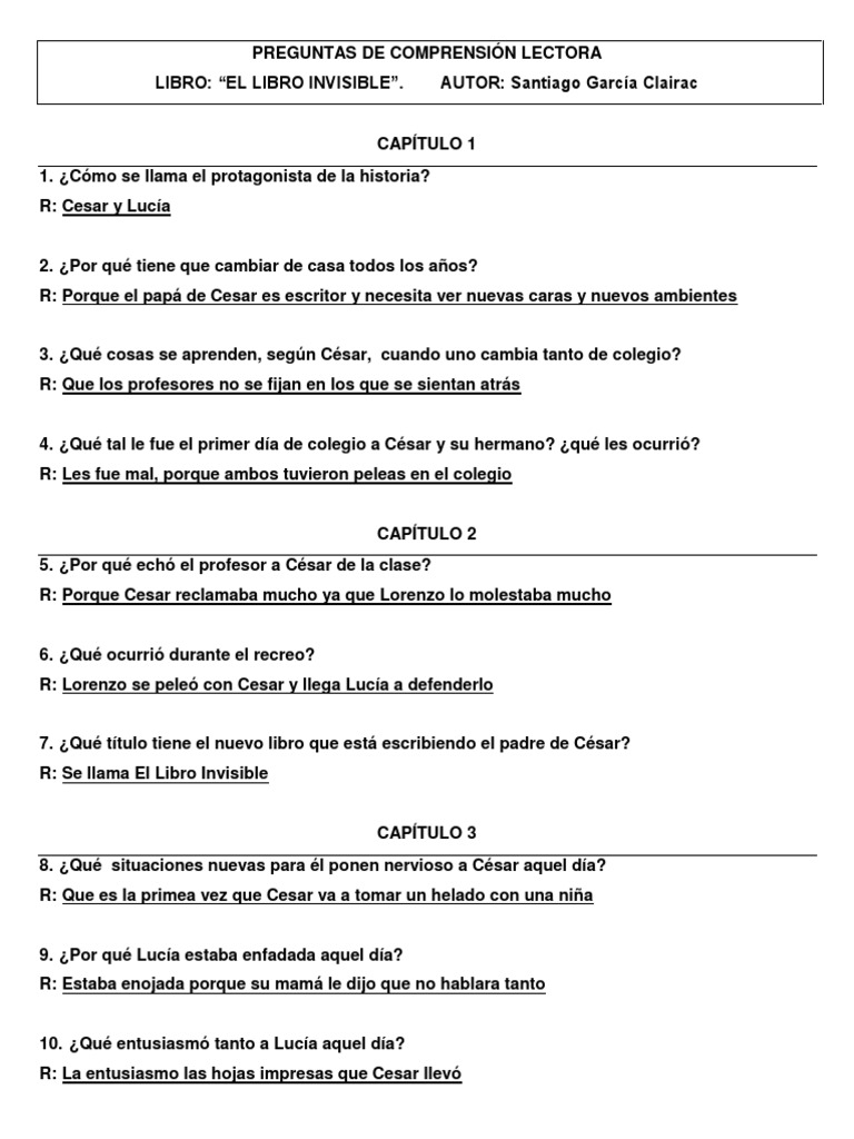 Guía El Libro Invisible Con Respuestas | PDF