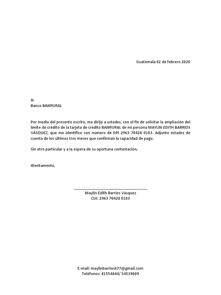 Banco Banrural Carta | PDF
