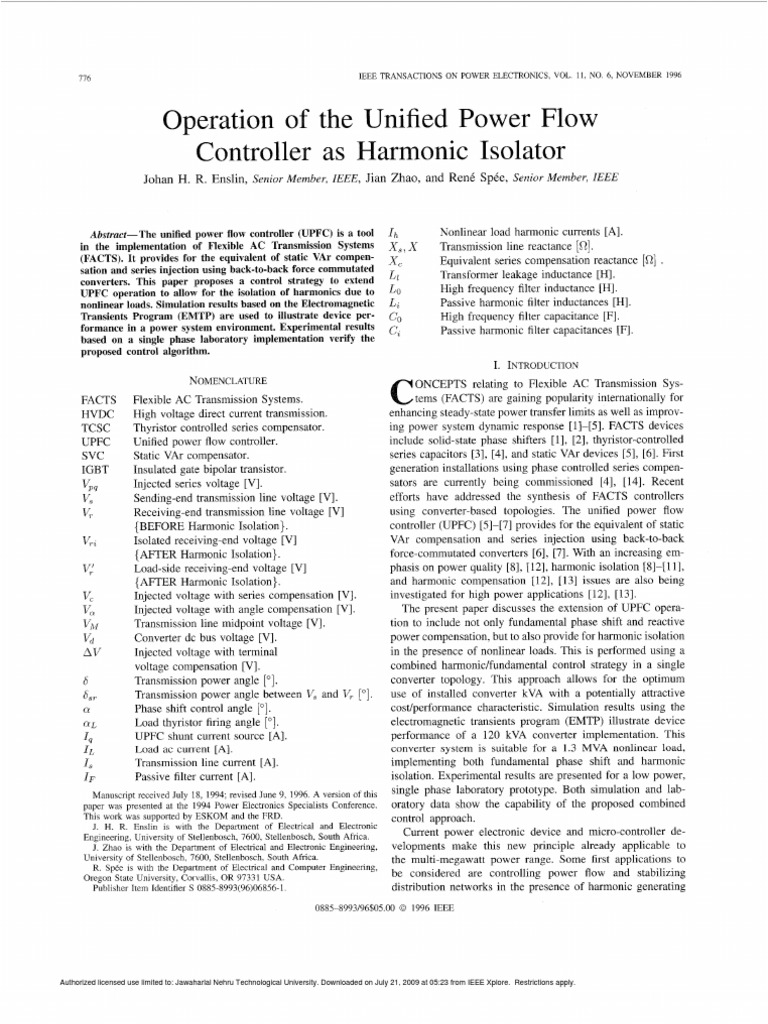 Operation of The Unified Power Flow | PDF | Power Electronics | Power ...