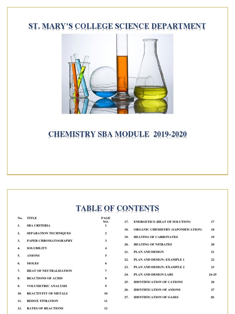 SMC Chemistry Sba Module Draft | PDF | Titration | Chemistry