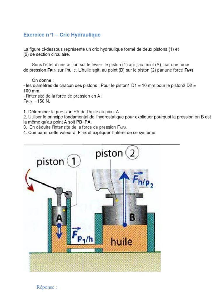 Exercices sur l'hydrostatique et hydraulique | PDF | Pression | Liquides