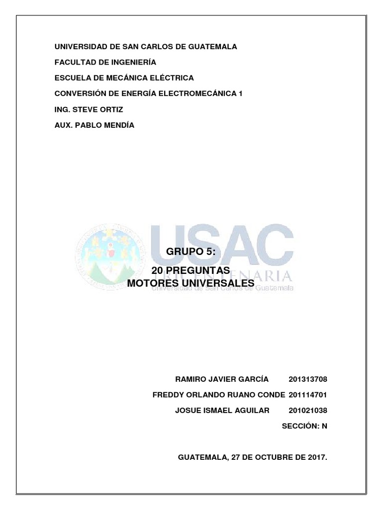 20 preguntas-Motores-Universales | PDF | Motor eléctrico | Corriente eléctrica