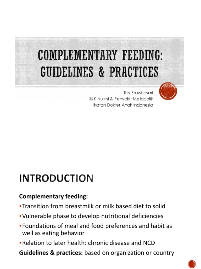 Guidelines Complementary Feeding | PDF | Breastfeeding | Malnutrition