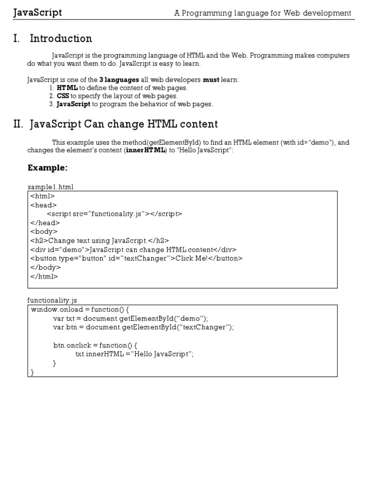 JS1 | PDF | Java Script | Html Element