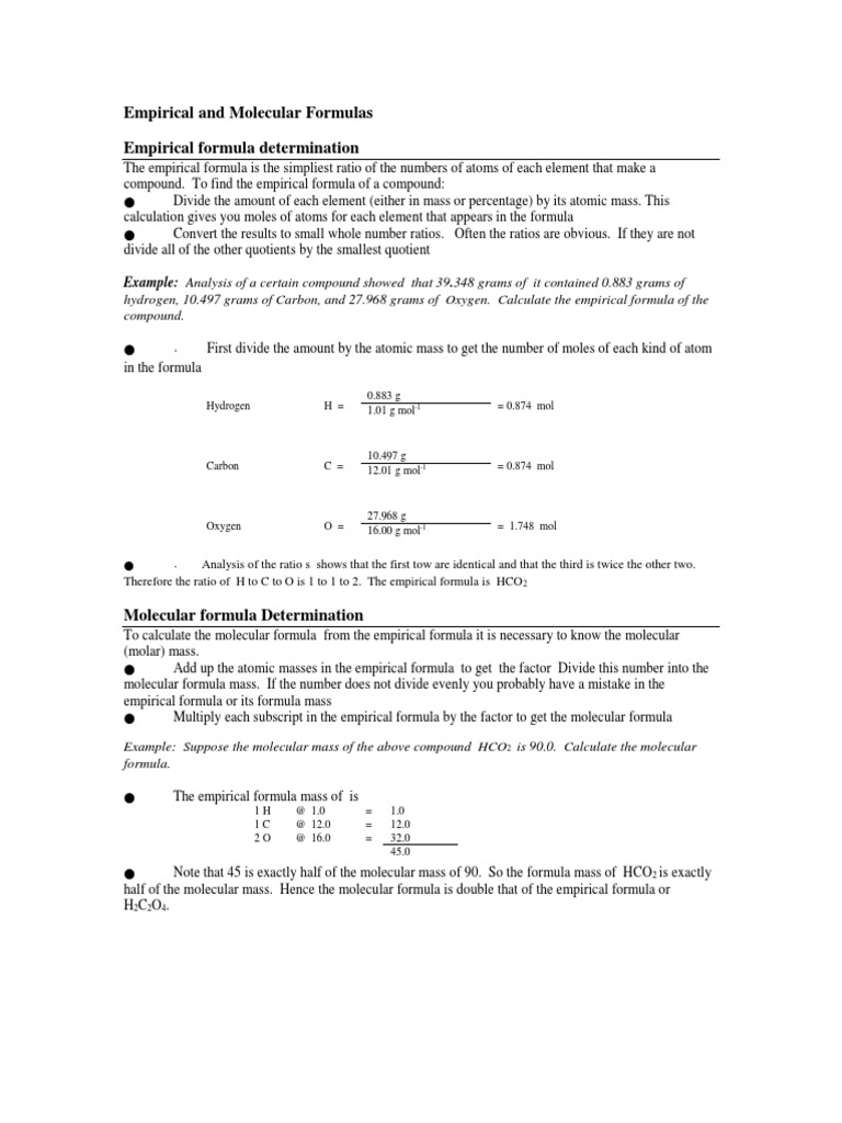 Empirical and Molecular Formula Practice | PDF | Mole (Unit) | Molecules