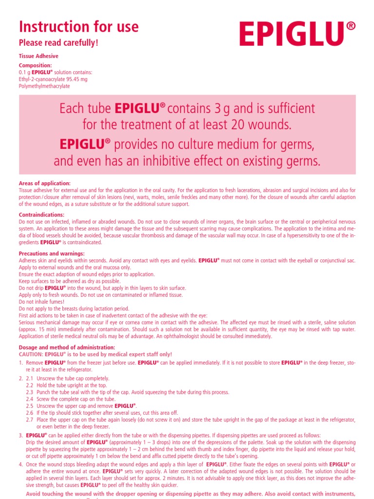 Epiglu - Instructions For Use | PDF | Wound | Refrigerator