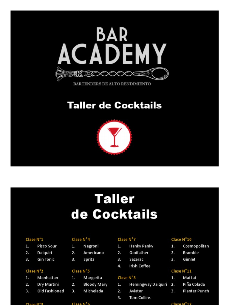 Taller de Cocktails Bar Academy, (Clases 1 A 6) PDF | PDF