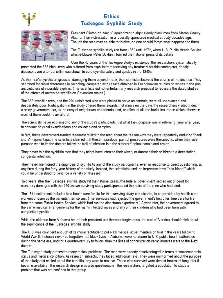 Tuskegee Study | PDF | Public Health | Medical Humanities