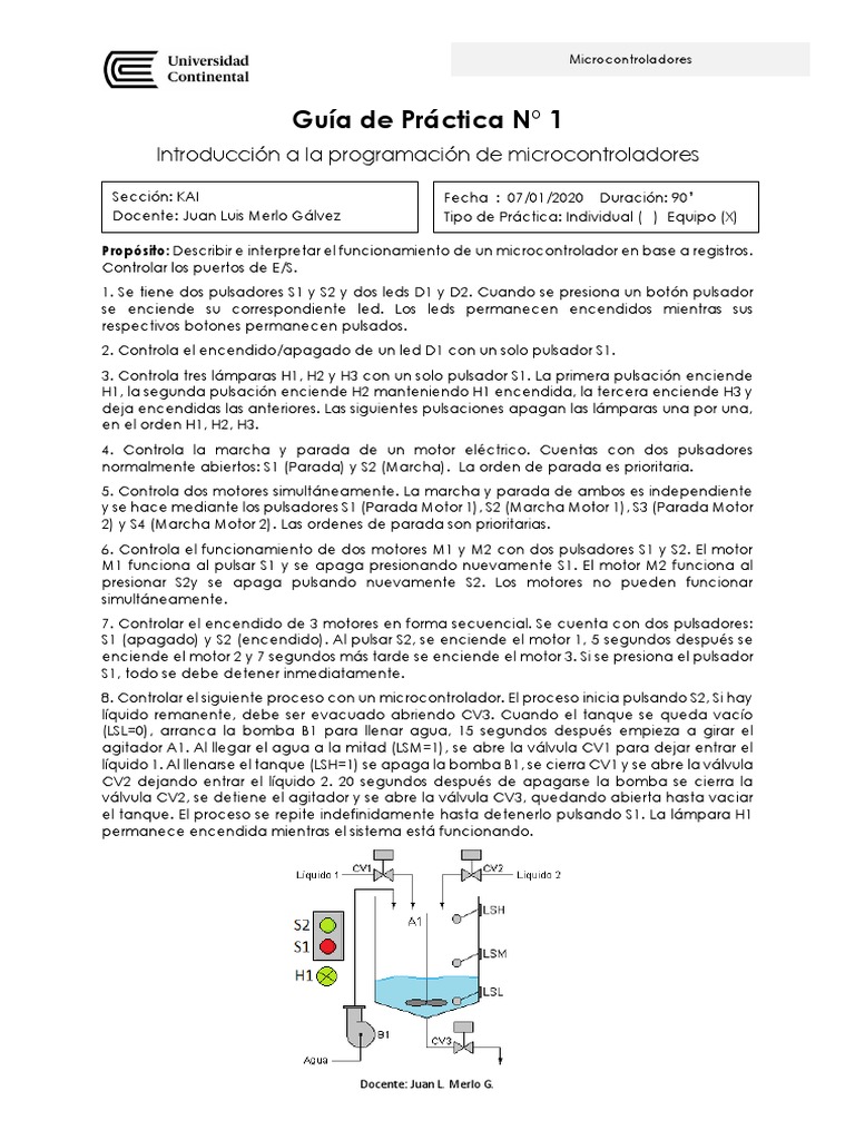 Guía de Práctica #01 - Microcontroladores | PDF | Bomba | Microcontrolador