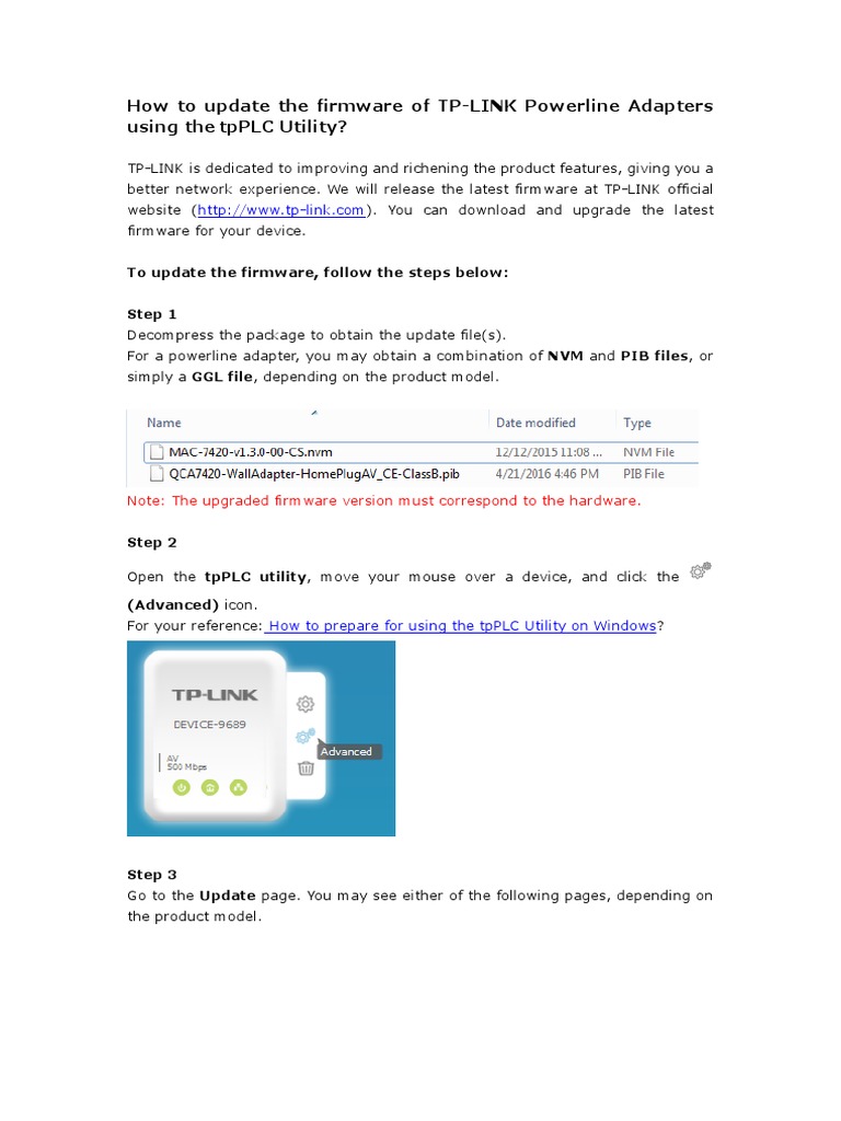 TP-LINK Powerline Firmware Update Guide | PDF