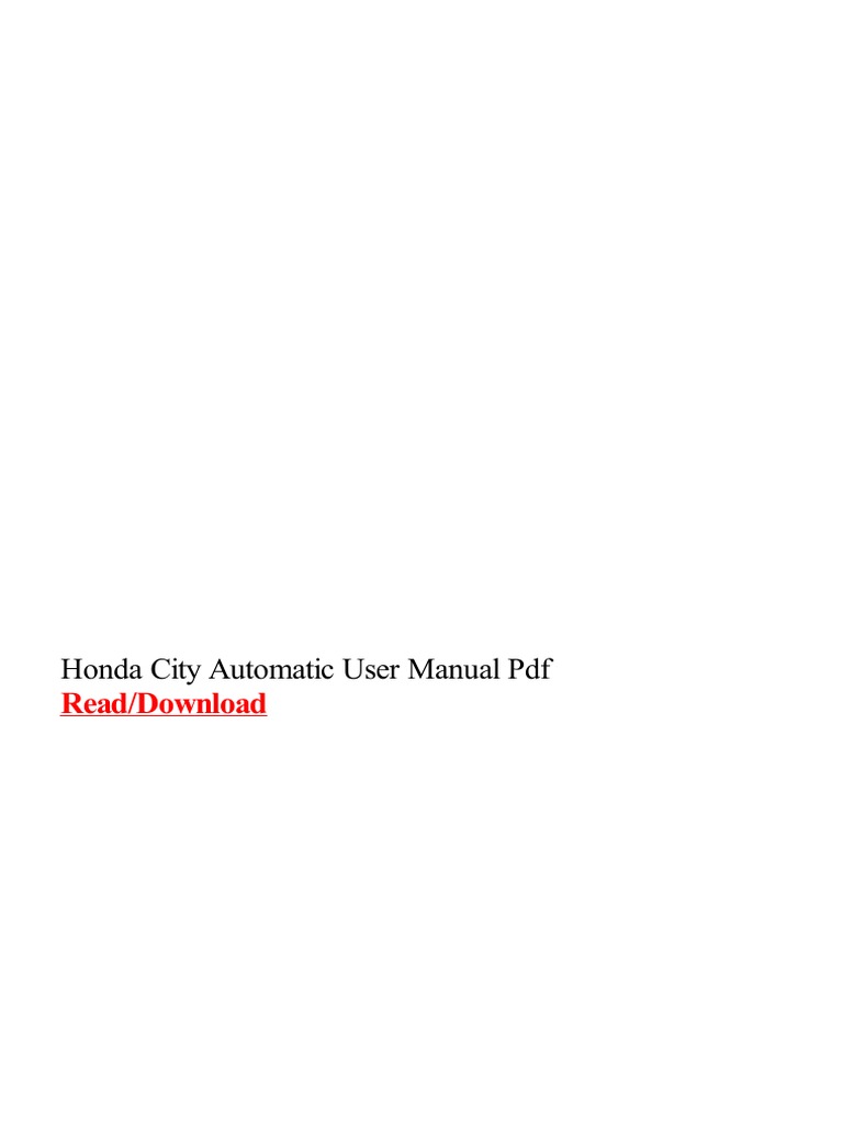 Honda City Automatic User Manual PDF | PDF | Manual Transmission ...