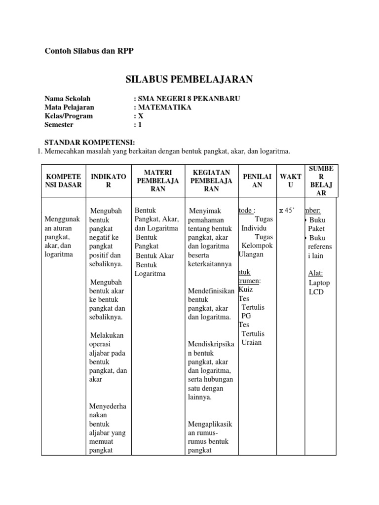 Contoh Silabus Dan RPP | PDF