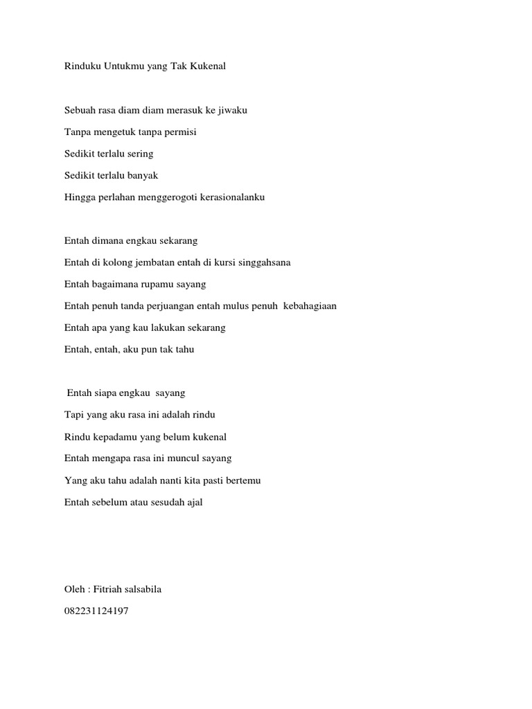 Puisi Rindu | PDF | Puisi | Gaya Hidup