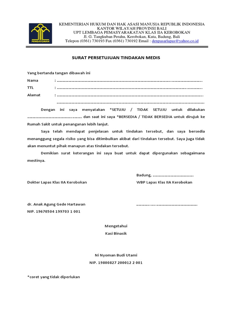 Form Persetujuan Tindakan Medis | PDF