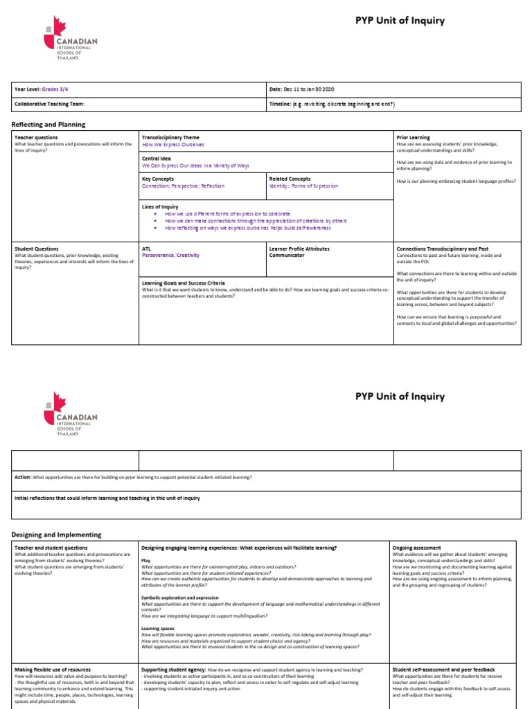Exploring Self-Expression in PYP | PDF | Educational Assessment | Learning