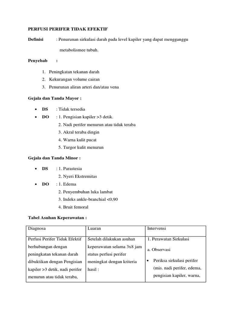 Perfusi Perifer Tidak Efektif | PDF