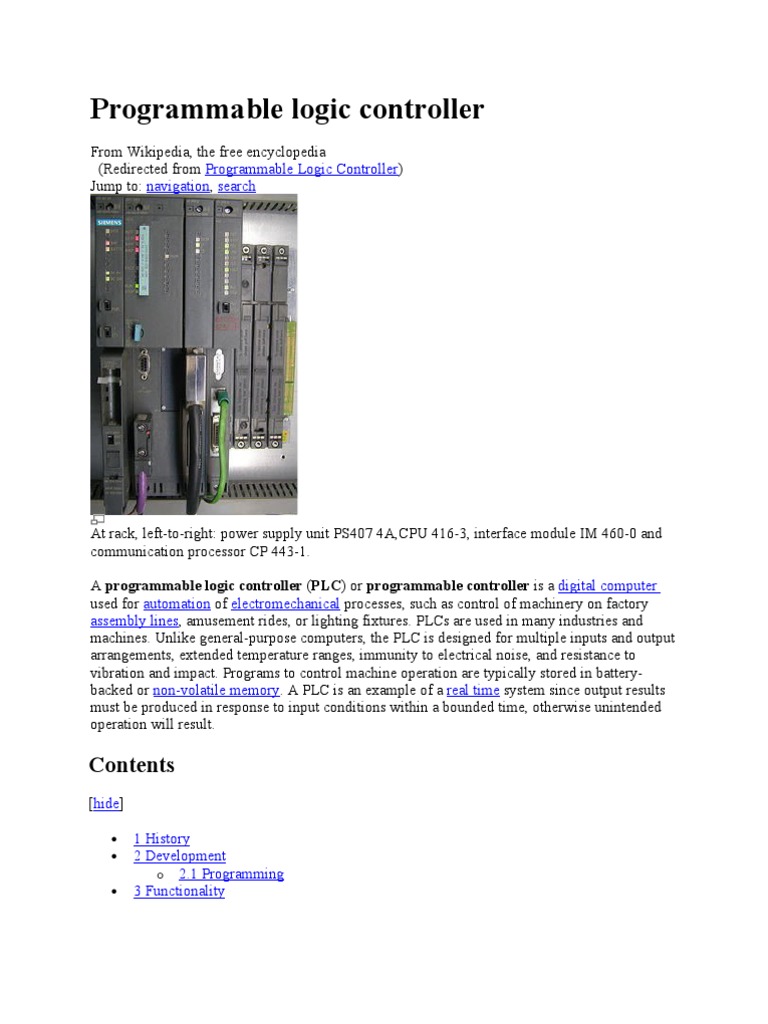 An In-Depth Look at Programmable Logic Controllers | PDF | Programmable ...