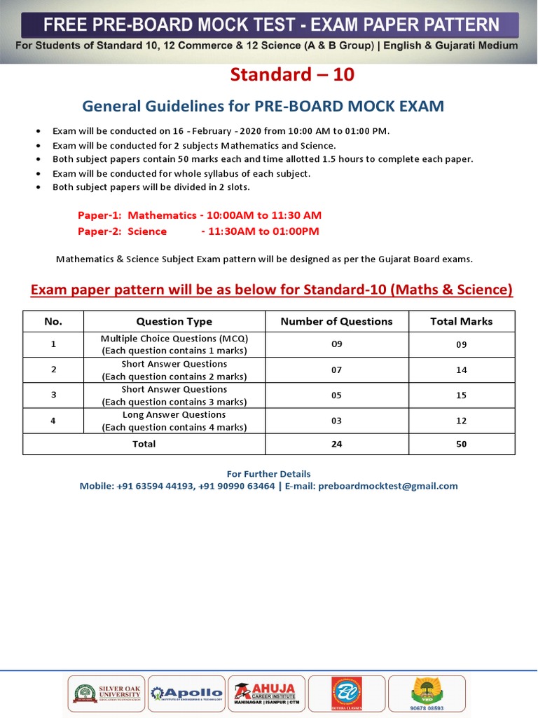 Pre Board Exam General Guidelines | PDF | Multiple Choice | Test ...