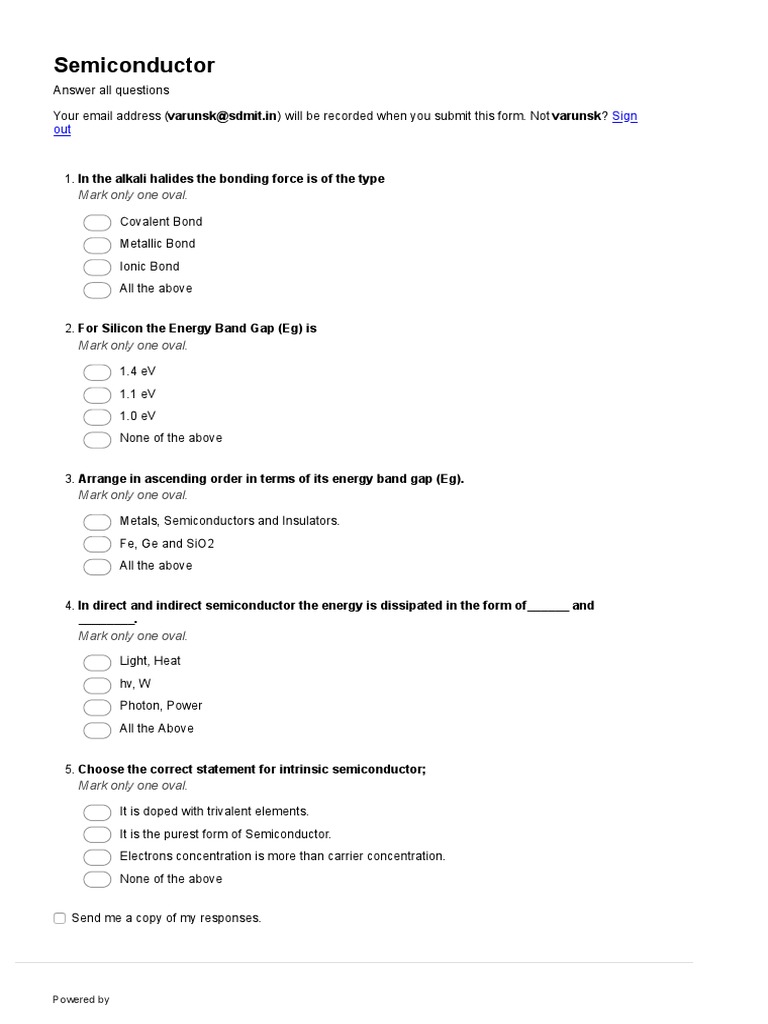 Semiconductor Knowledge Quiz | PDF