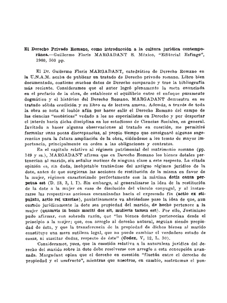 MARGADANT SG (2001) El Derecho Privado Romano (26 Edición) México Esfinge PDF | PDF